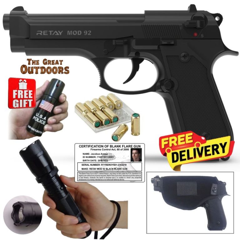 Retay MOD 92 Blank Gun with 10 Blank Rounds, Holster and Taser/Torch ...